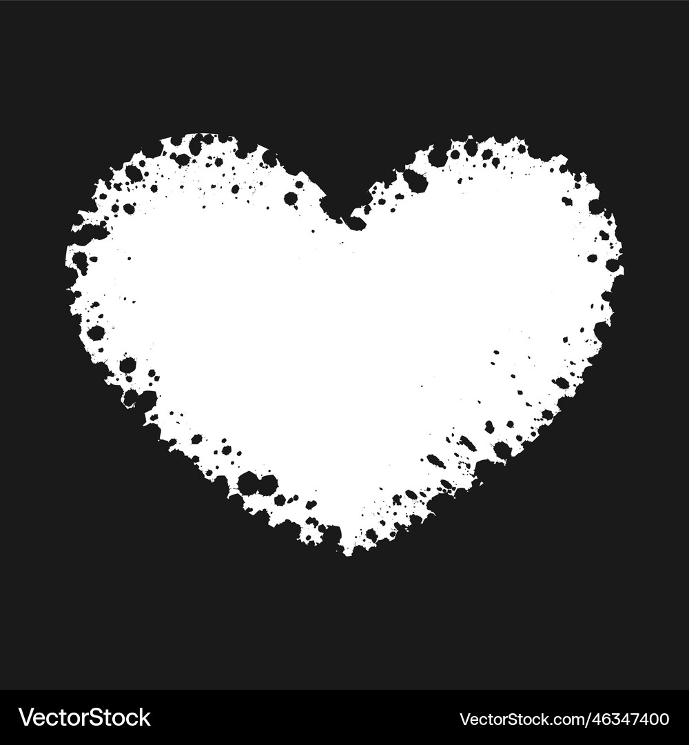 Heart shape grunge ink splatter frame spray Vector Image
