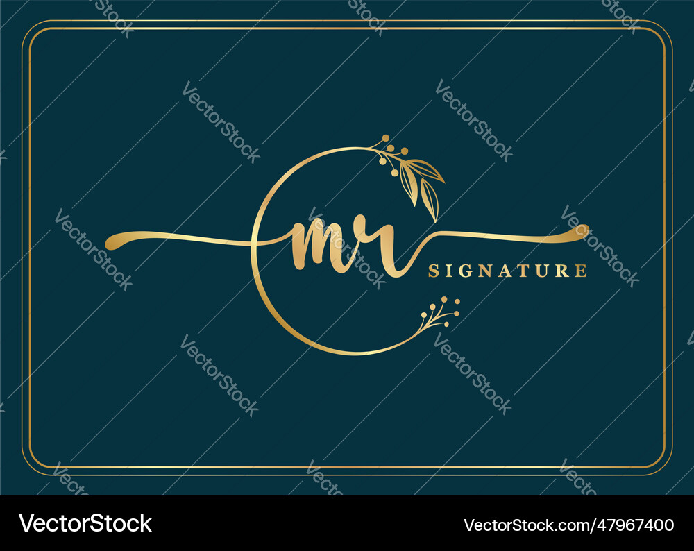 Luxury gold signature initial mr logo design Vector Image