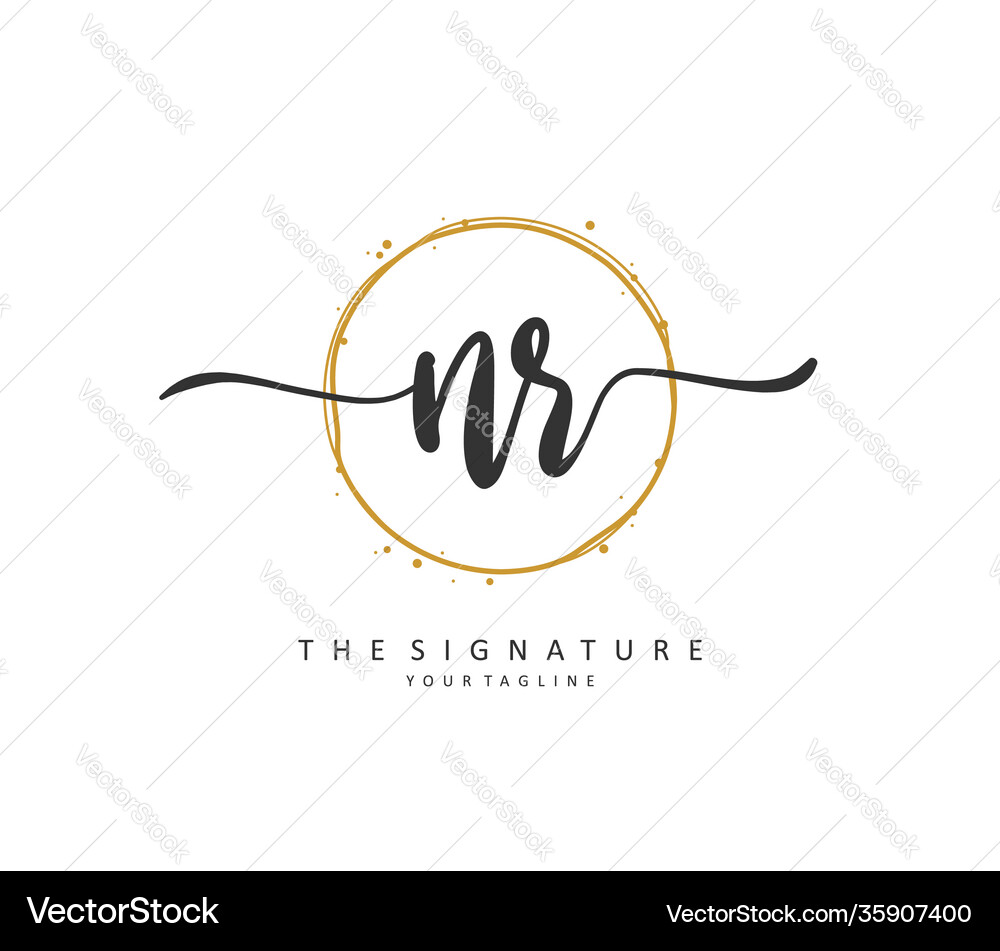 Nr initial letter handwriting and signature logo Vector Image