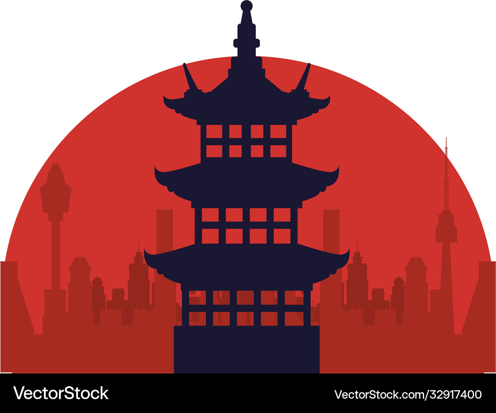 Osaka castle japanese architecture icon Royalty Free Vector