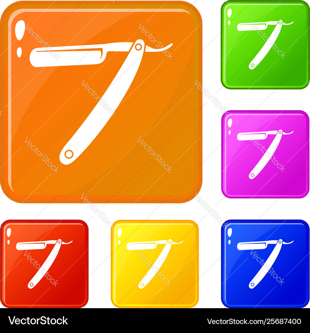 Razor blade icons set color Royalty Free Vector Image