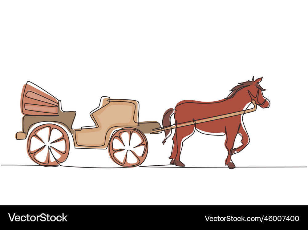 Single one line drawing vintage transportation Vector Image