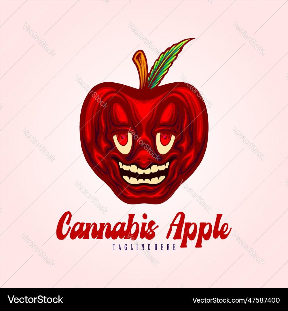 Smiling face apple kush weed strain Royalty Free Vector