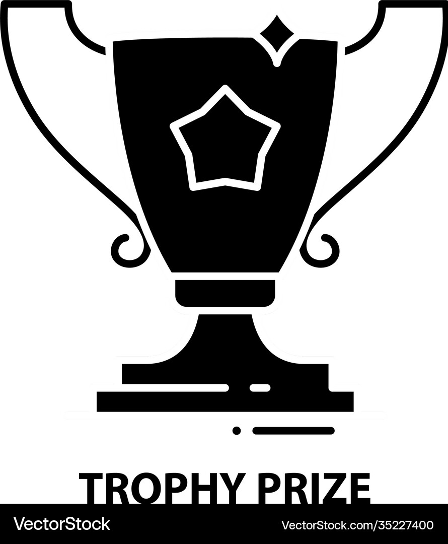 Trophy prize icon black sign with editable Vector Image