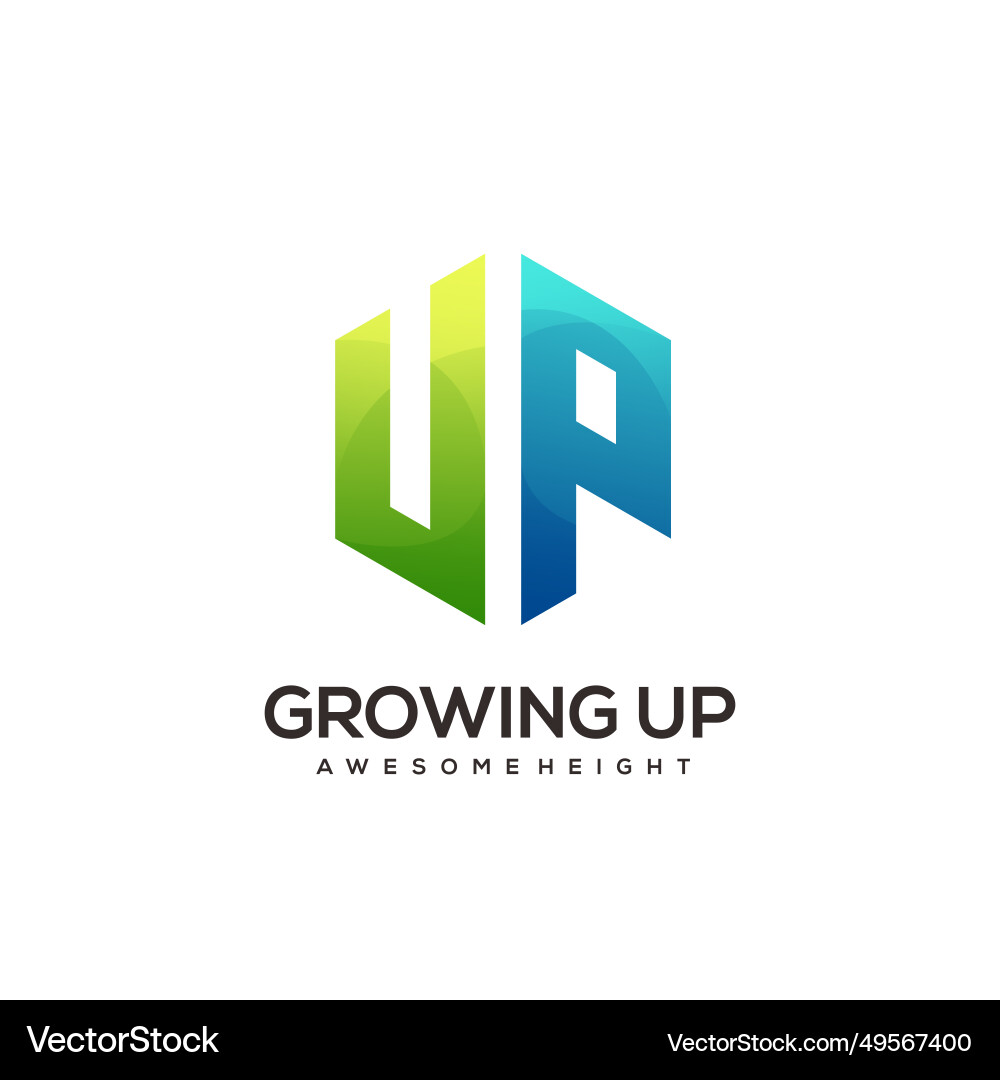 Up letter sign logo colorful gradient Royalty Free Vector