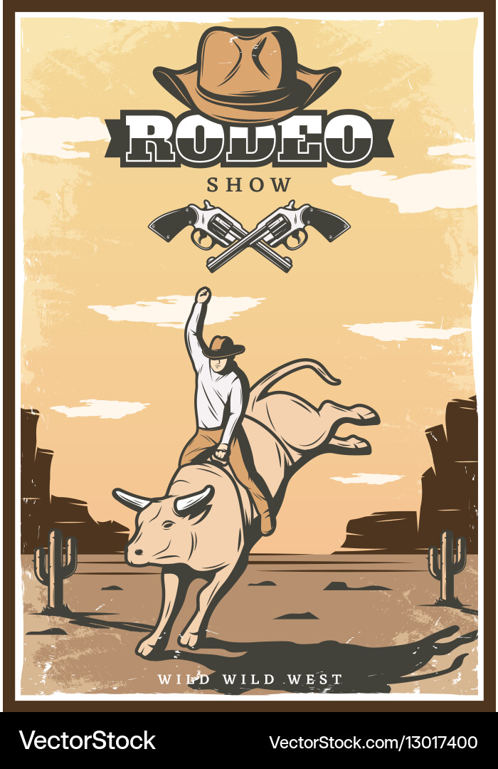 Vintage rodeo show poster Royalty Free Vector Image