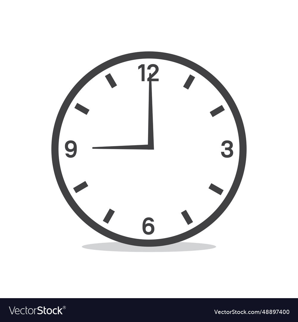 Wall Analog Clock Isolated Flat Design Royalty Free Vector