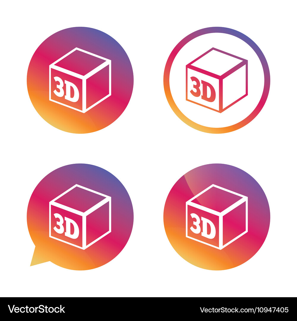 3d print sign icon cube printing symbol Royalty Free Vector