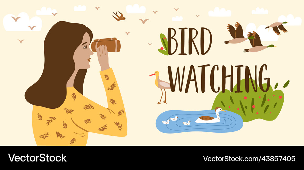 Birdwatching banner birding ornithology horizontal