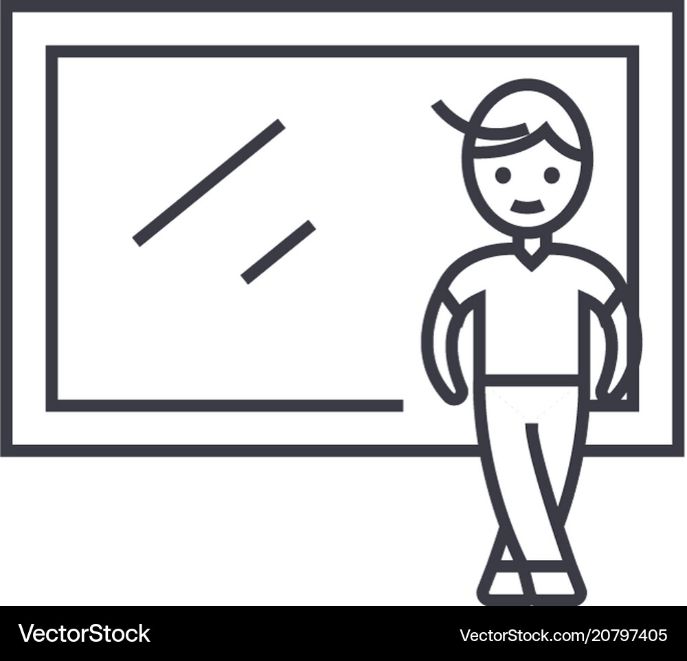Boy at the window line icon sign Royalty Free Vector Image
