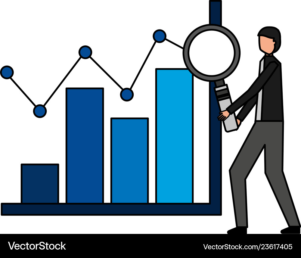 Businessman with magnifying glass Royalty Free Vector Image