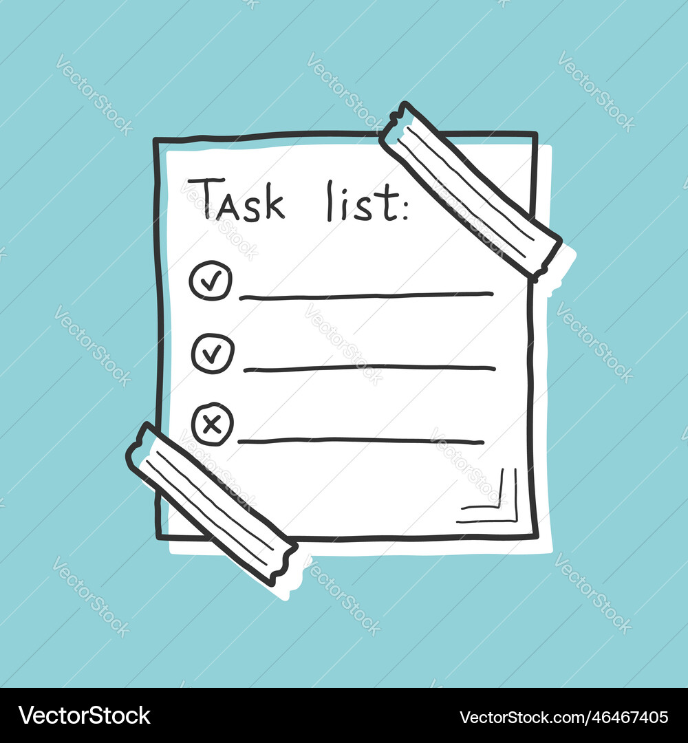Hand drawn memo paper sheet icon in flat style Vector Image