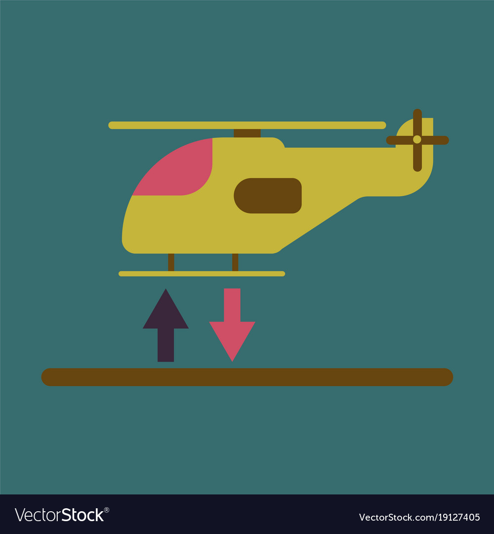 Icon in flat design helicopter lands Royalty Free Vector