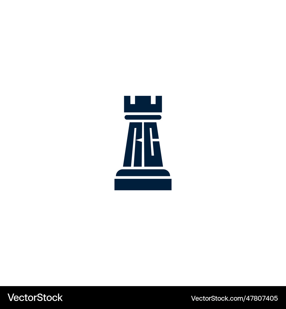 Letters rc rook chess logo design Royalty Free Vector Image