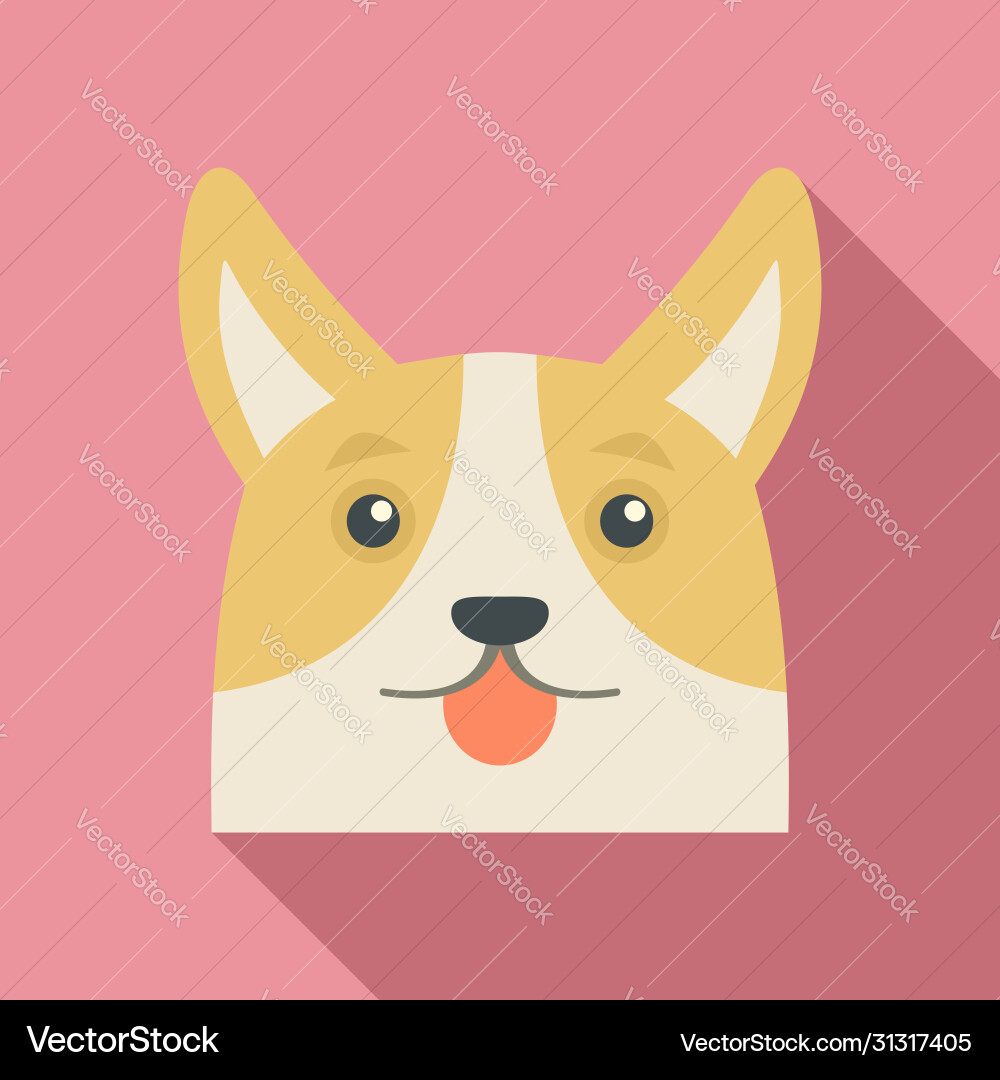 Lovely corgi dog icon flat style Royalty Free Vector Image