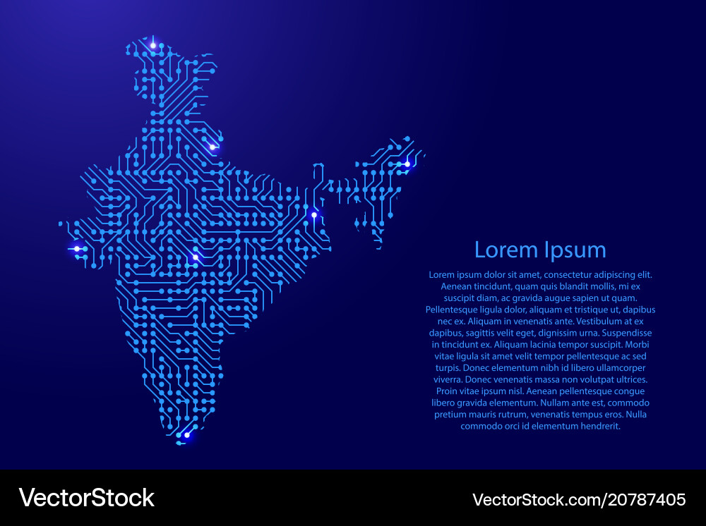 Map india from printed board chip and radio Vector Image