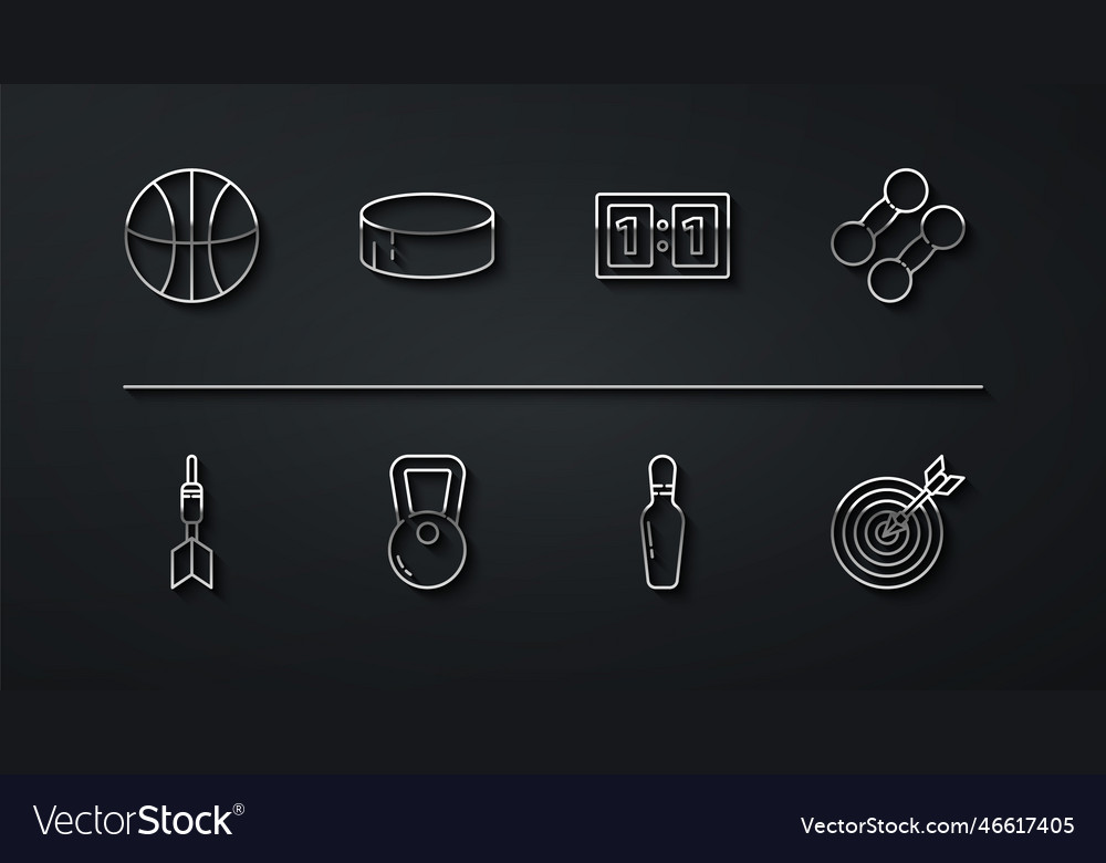 Set line basketball ball dart arrow dumbbell Vector Image Set line basketball ball dart arrow dumbbell Vector Image