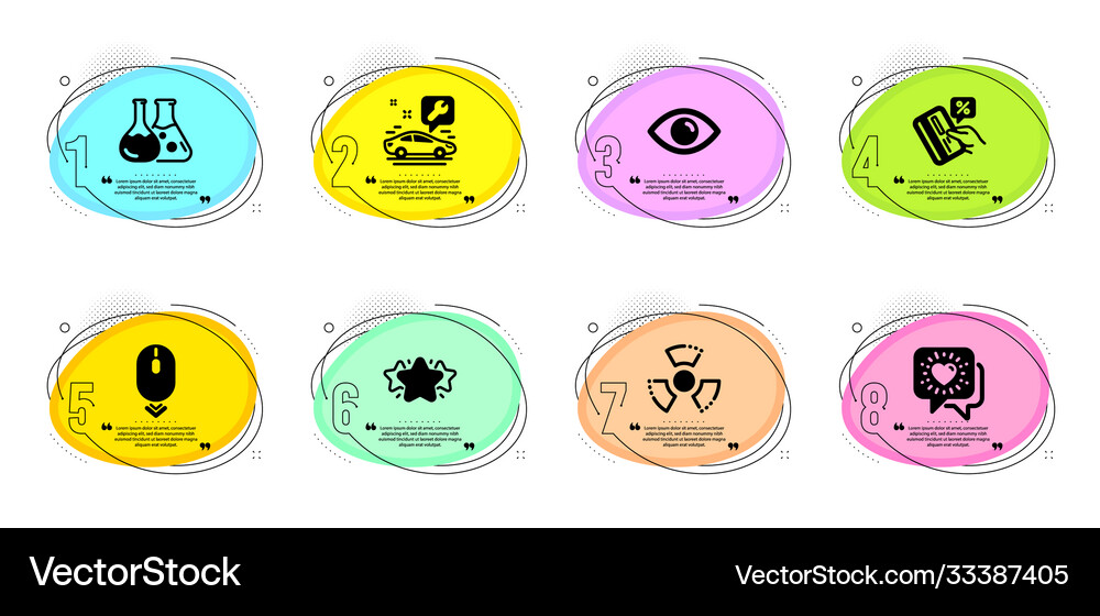 Star eye and friends chat icons set scroll down Vector Image