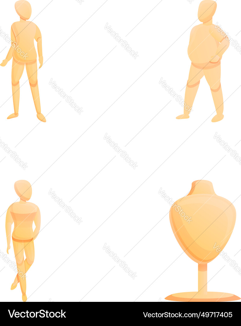 Various mannequin icons set cartoon Royalty Free Vector