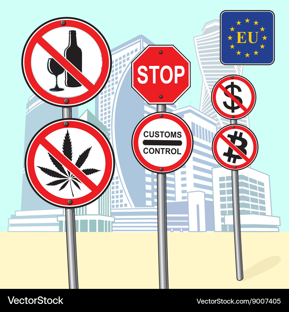 Various street signs ban Royalty Free Vector Image