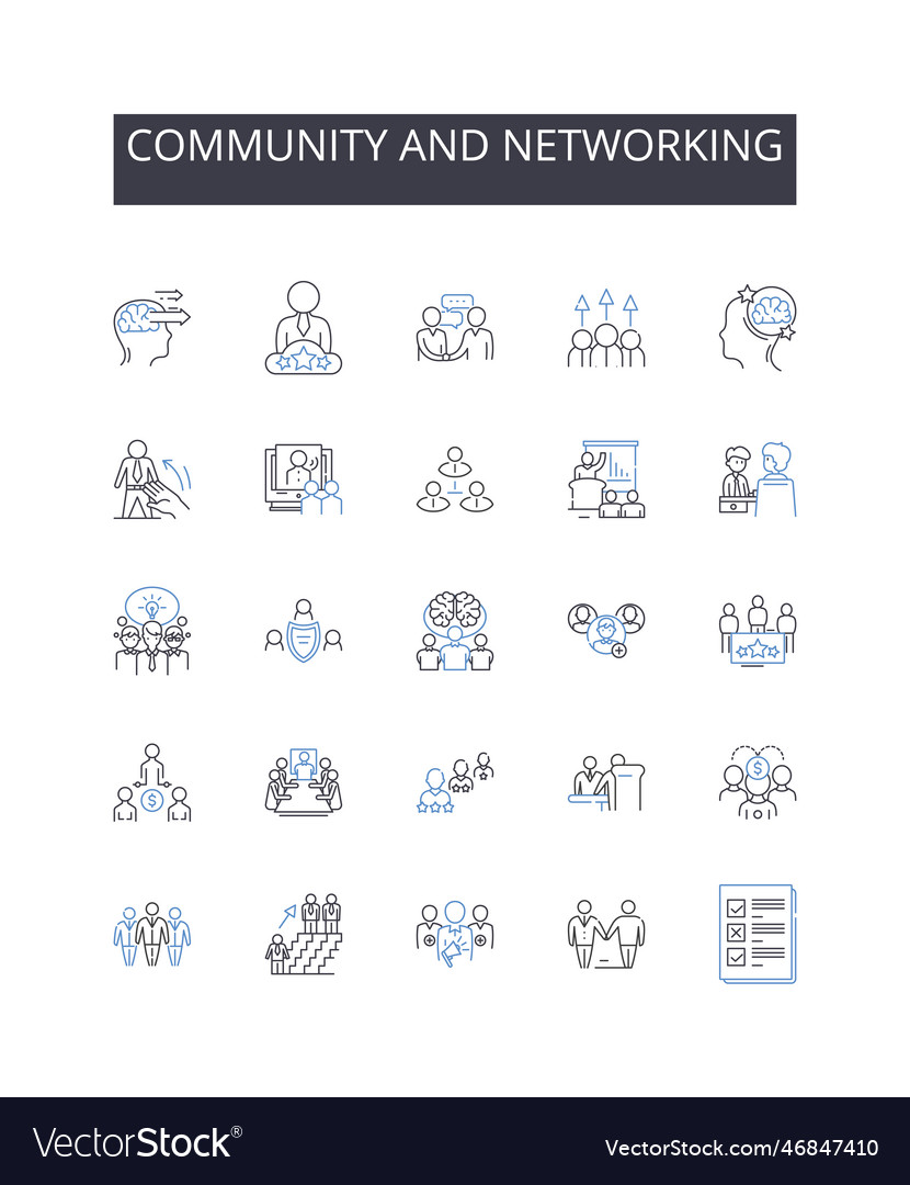 Community and networking line icons collection Vector Image