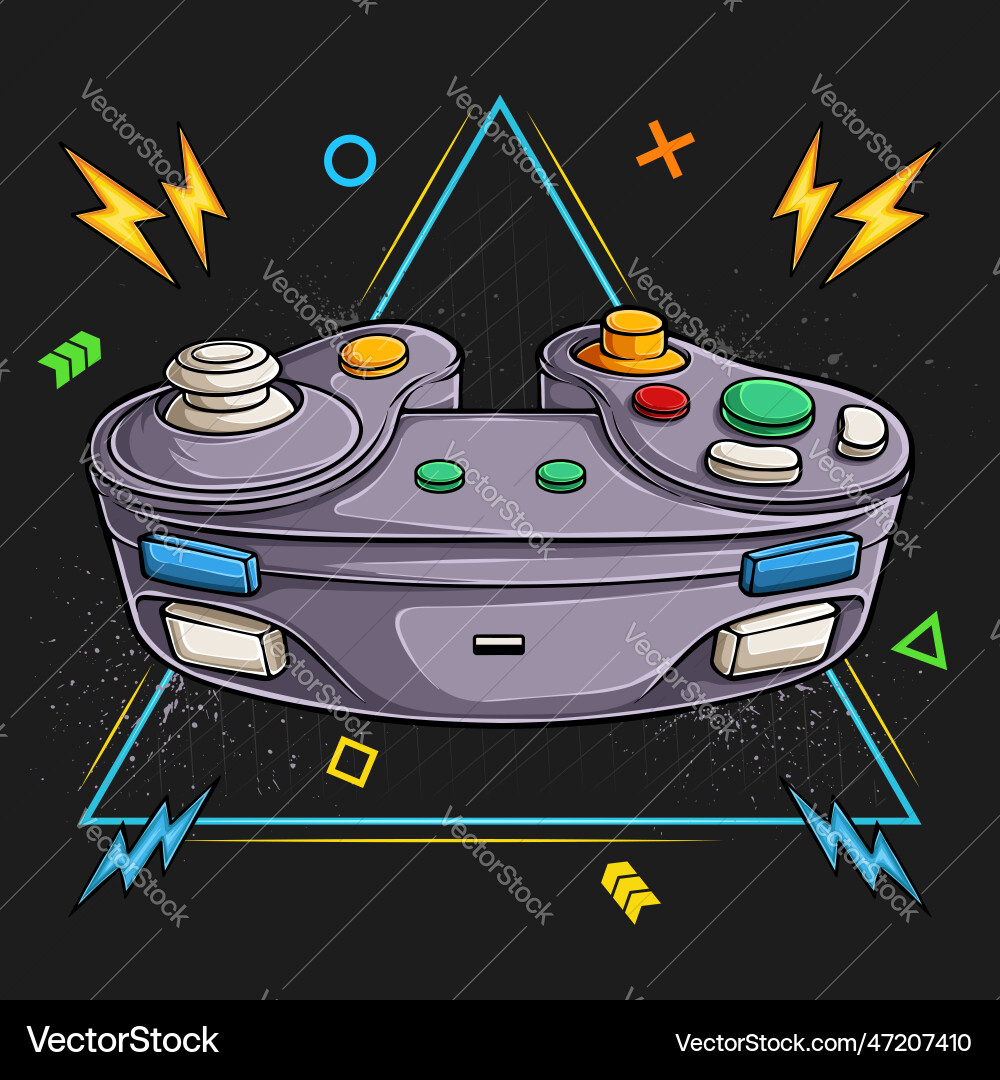 Hand drawn analog joystick game console colorful Vector Image
