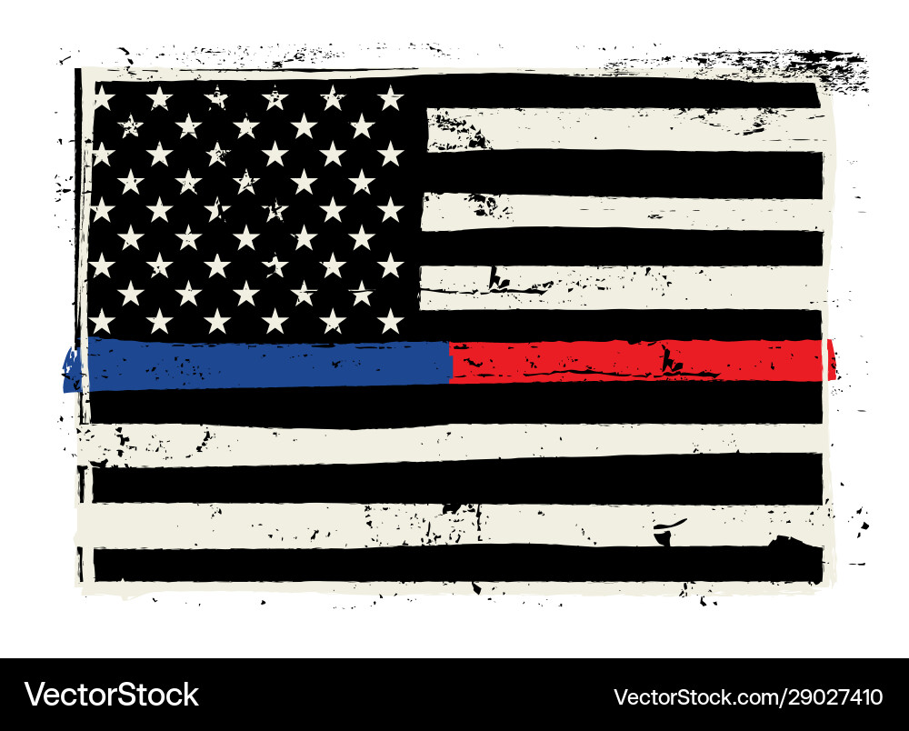 Hand drawn police and firefighter support flag Vector Image