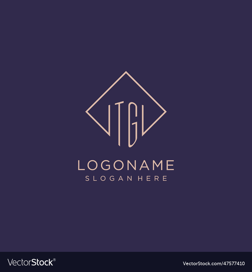 Initials tg logo monogram with rectangle style Vector Image