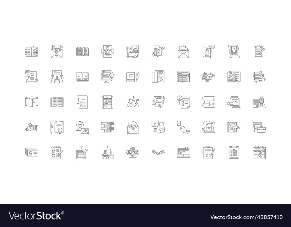 Publishing concept linear icons Royalty Free Vector Image