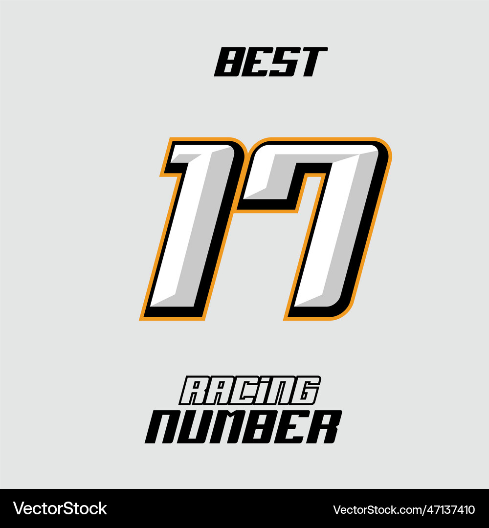 Racing number template 17 Royalty Free Vector Image