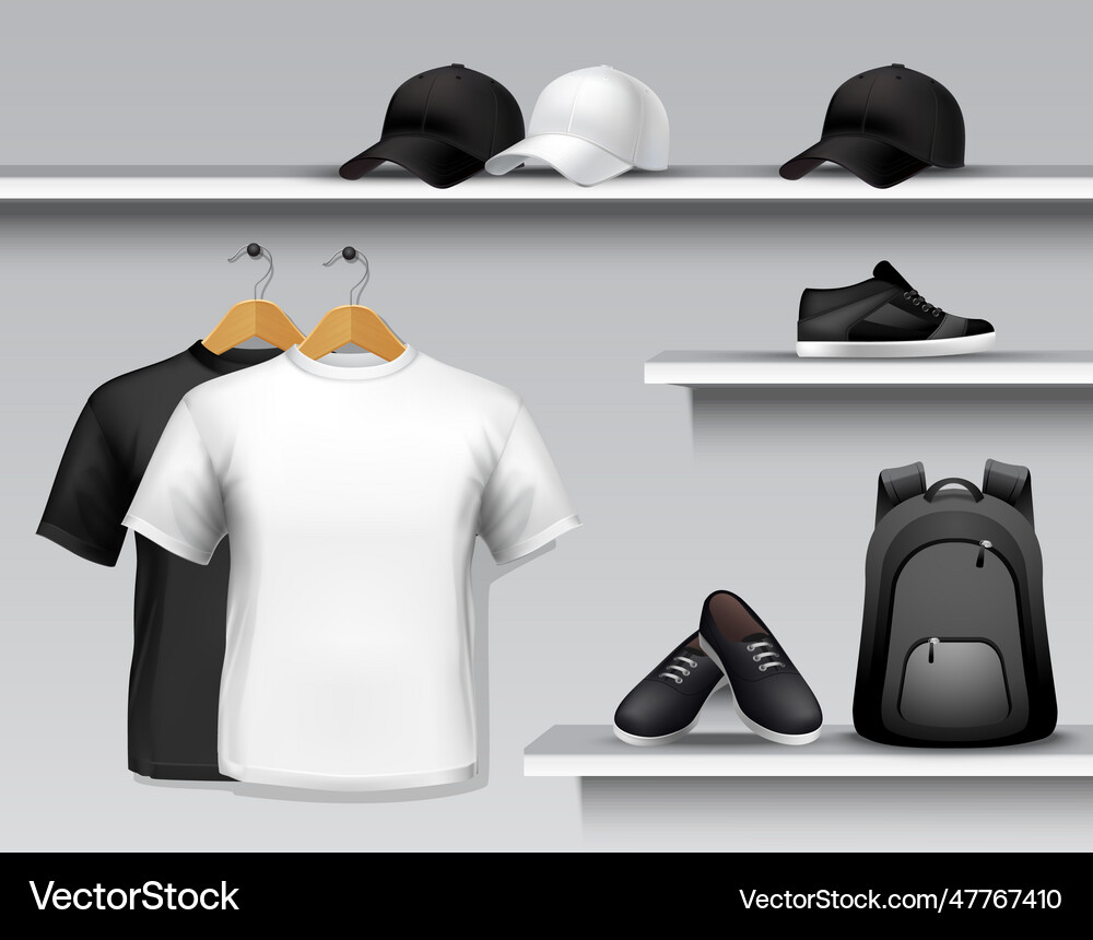 Sportswear store shelf Royalty Free Vector Image
