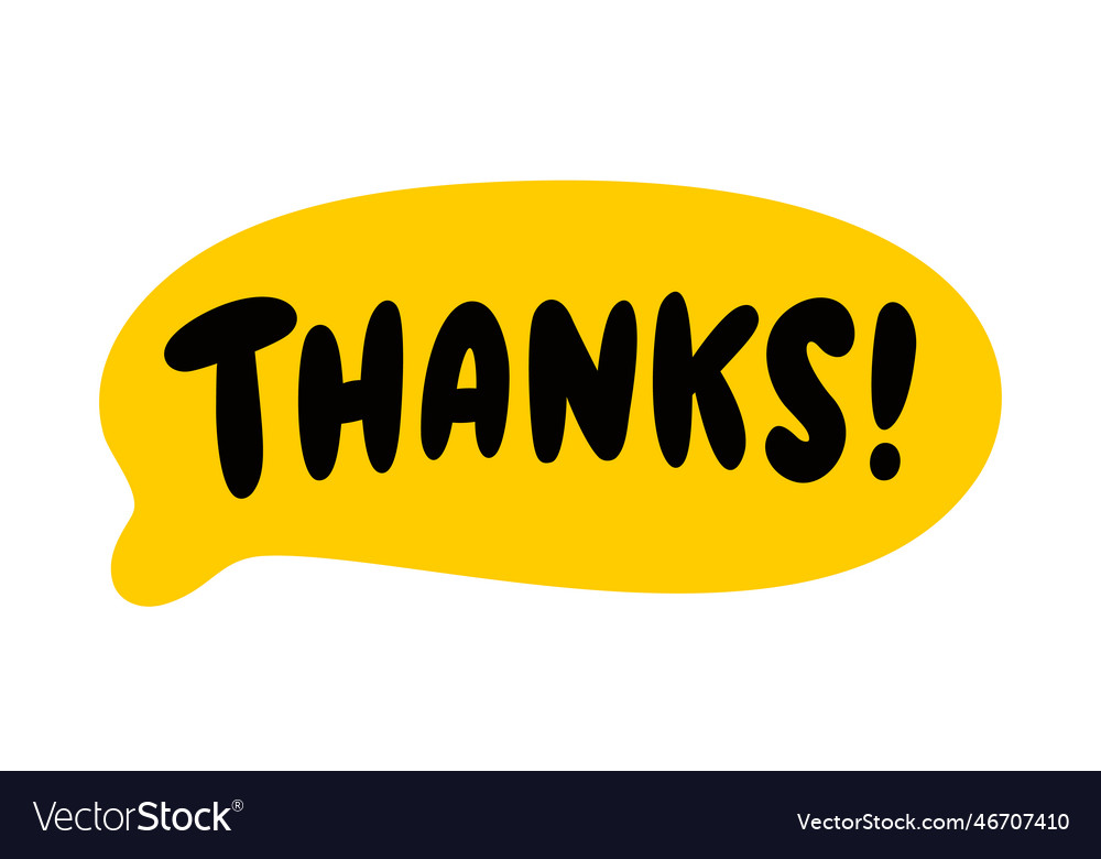 Thanks speech bubble thank you text hand Vector Image