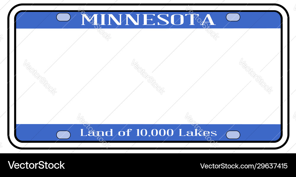 Blank minnesota license plate Royalty Free Vector Image