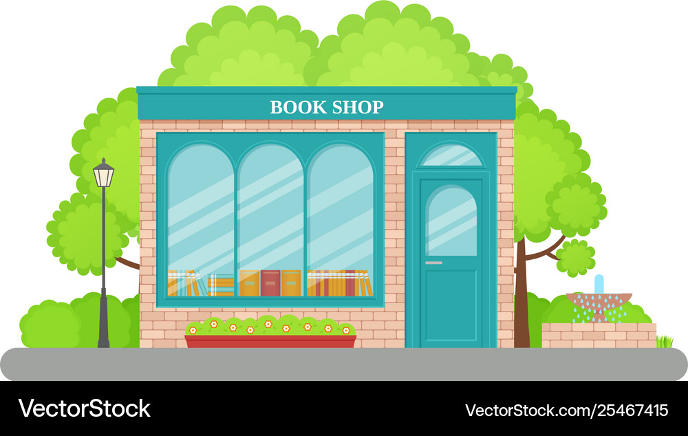 Bookstore front in flat design bookshop facade Vector Image
