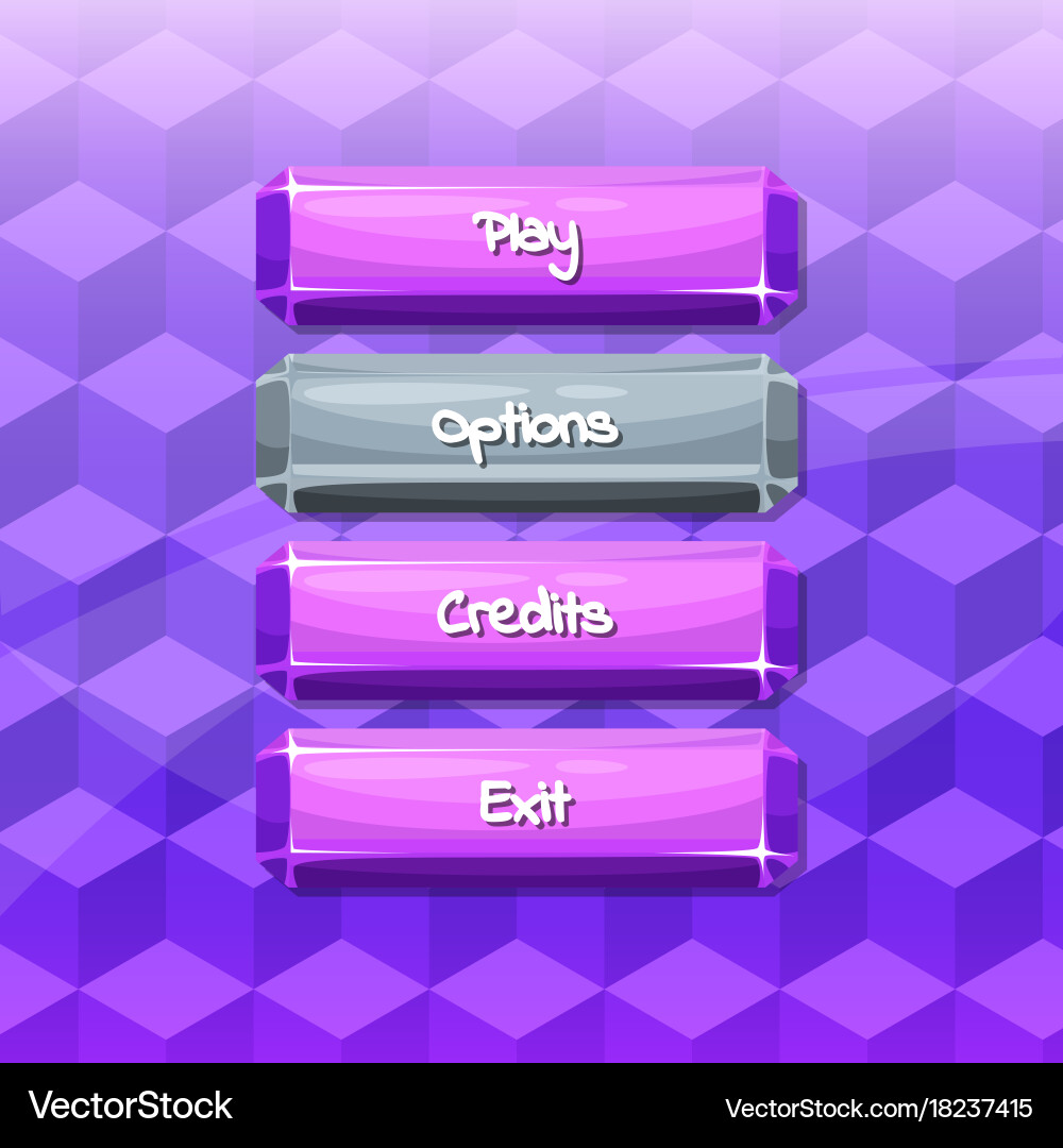 Cartoon style shiny gemstone buttons Royalty Free Vector