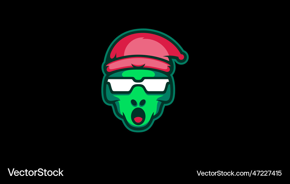Cool alien with glasses and sleeping cap logo Vector Image