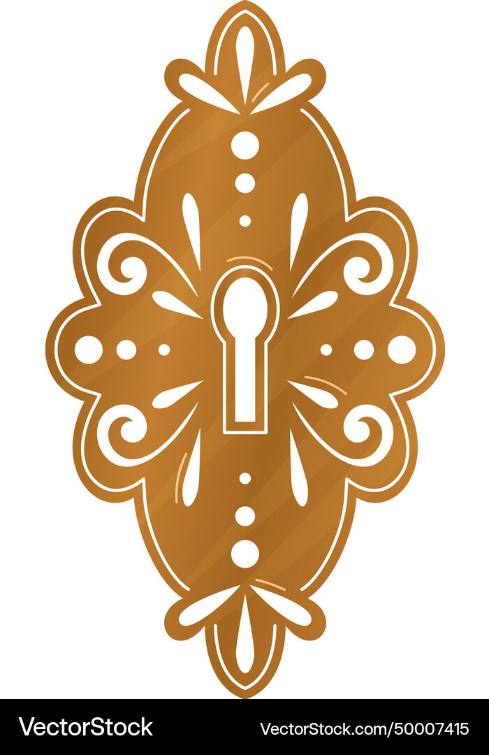 Golden baroque keyhole on white background Vector Image