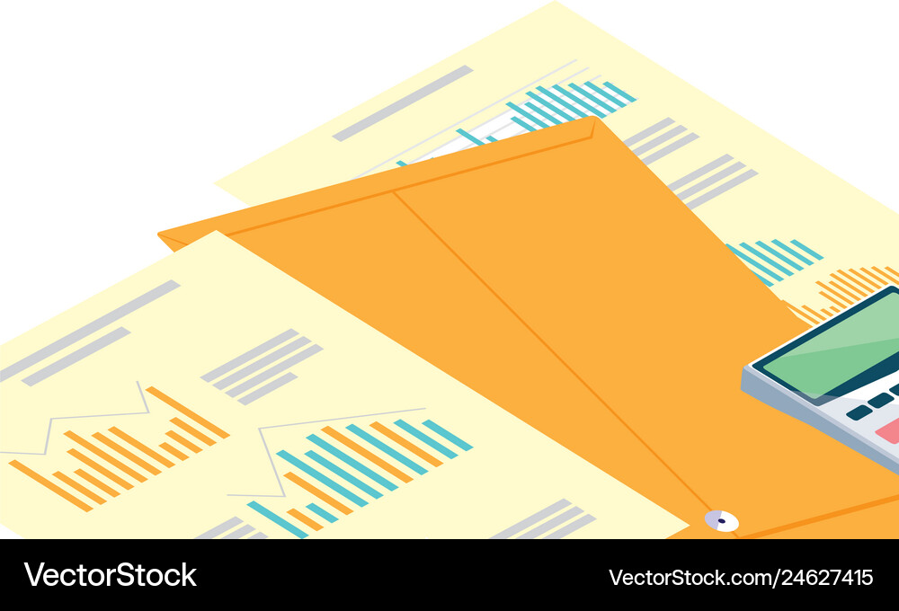 Manila Umschlag mit Büro-Icons Lizenzfreies Vektorbild