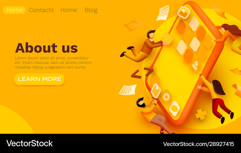 Modern banner template with tiny people and giant Vector Image