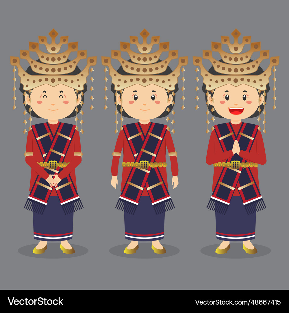 North sumatra indonesian character with various Vector Image