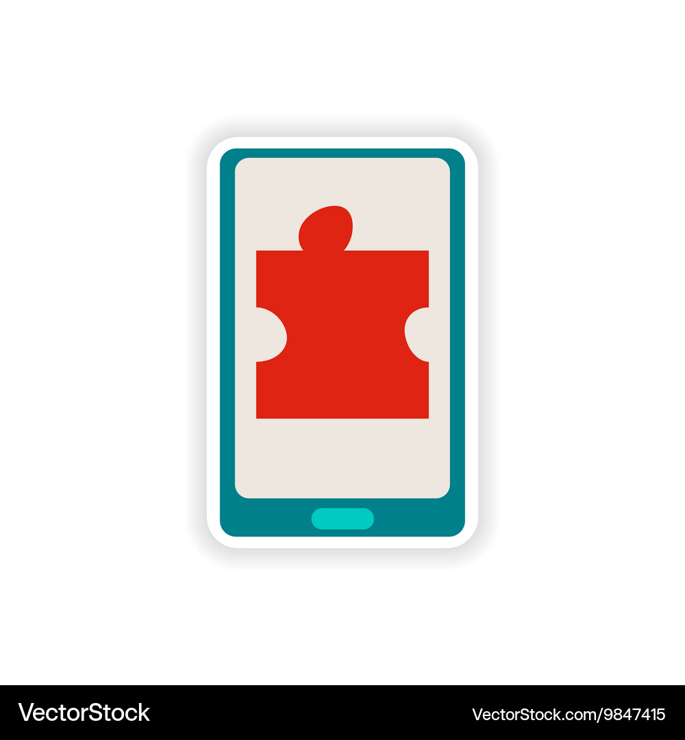 Paper sticker on white background mobile phone Vector Image