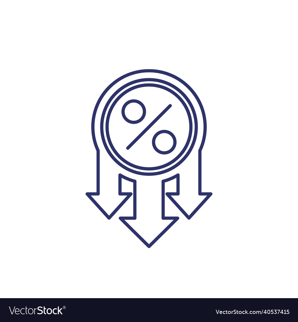 Profit decrease and falling rates line icon Vector Image