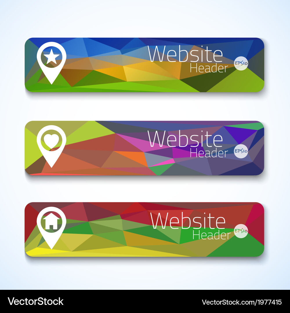 Set of website abstract triangle banners for UI Vector Image