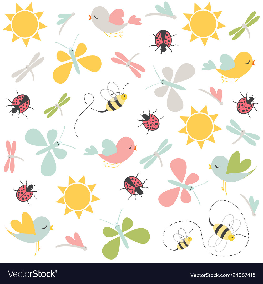Spring pattern seamless background Royalty Free Vector Image