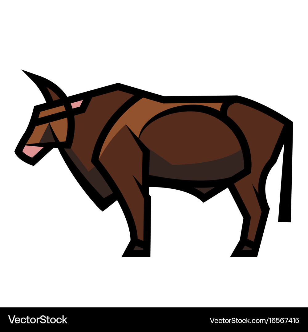 Standing nature color bull Royalty Free Vector Image