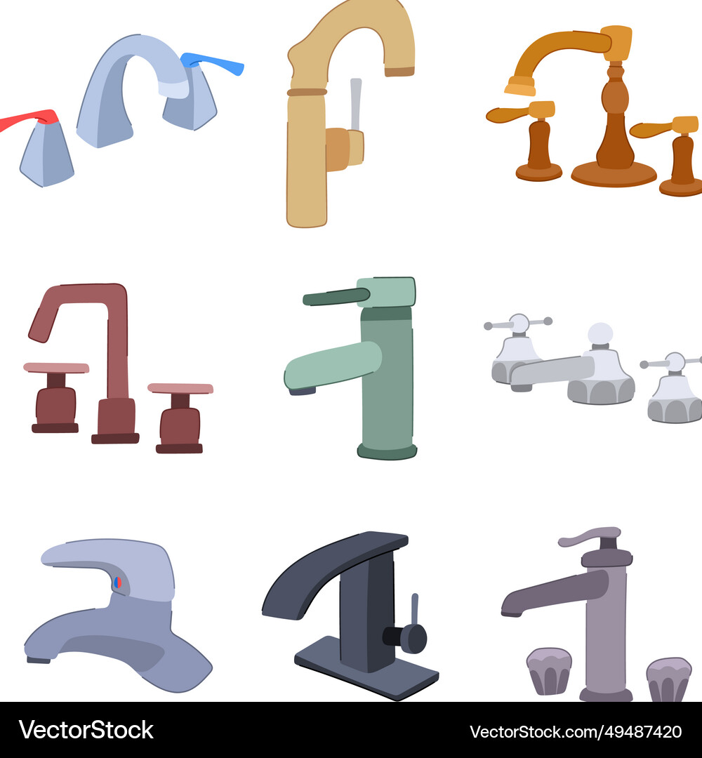 Bathroom faucet set cartoon Royalty Free Vector Image