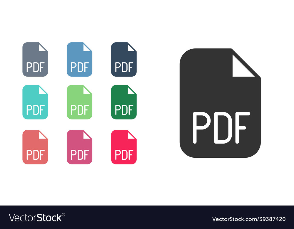 Black pdf file document download pdf button icon Vector Image
