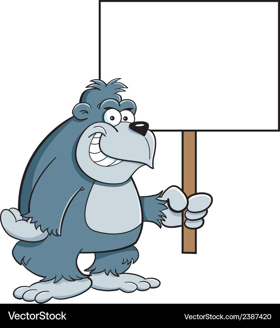 Cartoon gorilla with a sign Royalty Free Vector Image