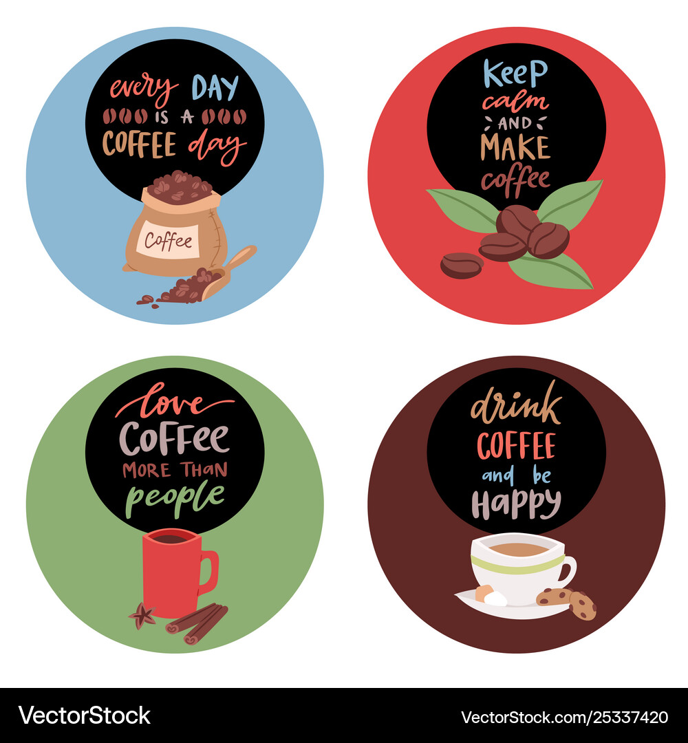 Coffee stickers or badges with text banner Vector Image