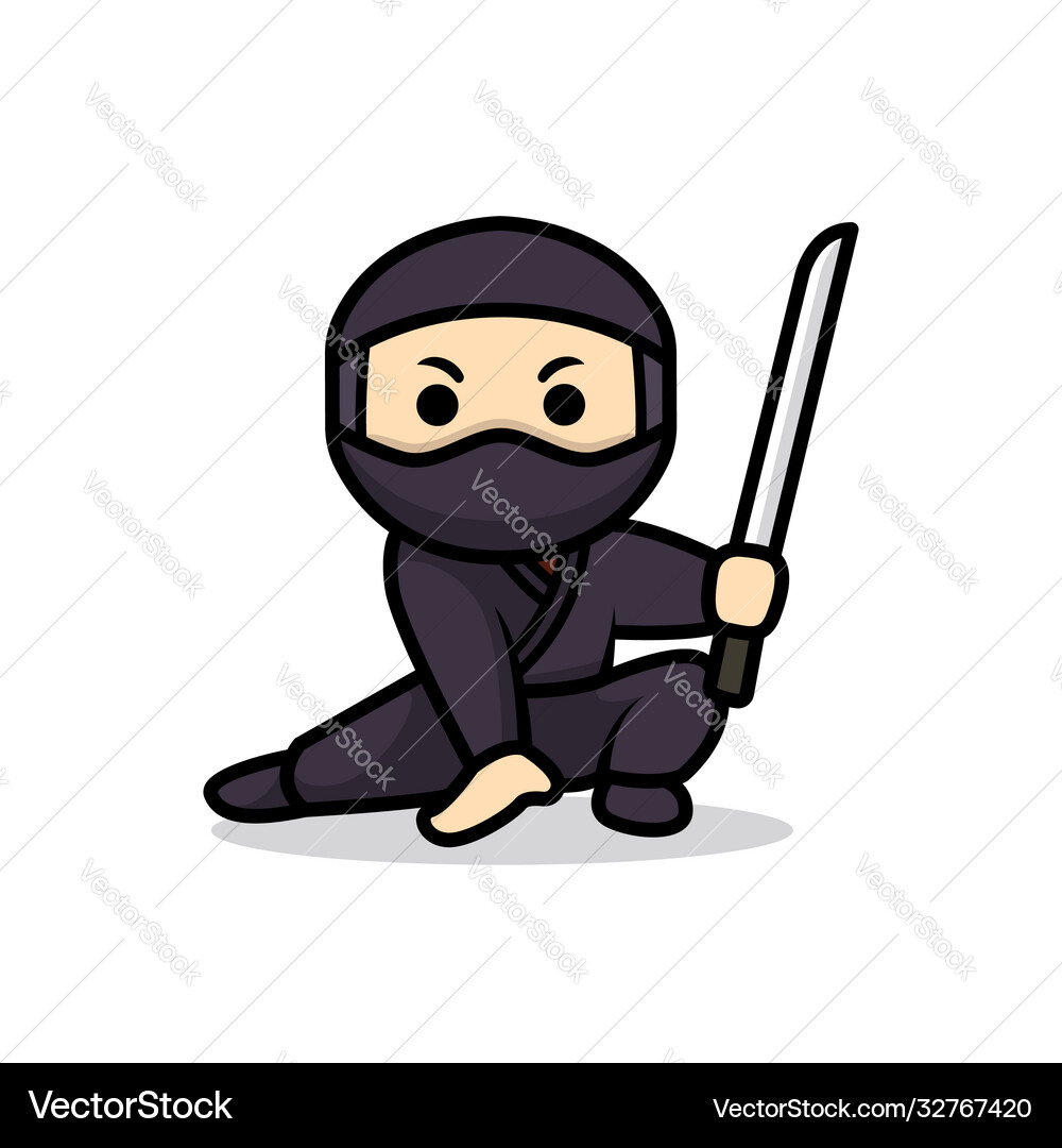 Cute Ninja Cartoon Character Royalty Free Vector Image